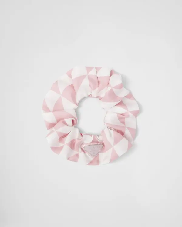 Prada Printed Silk Twill Scrunchie - Alabaster White/White